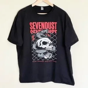 Sevendust | Shirts | Sevendust Skull Snake Graphic Black Band Tour T ...